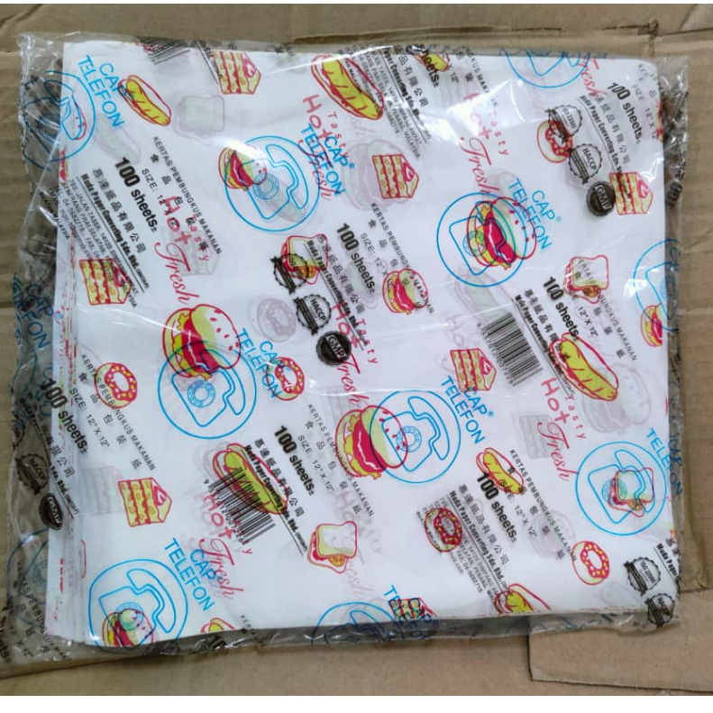 (100pcs±) Burger Wrapper Paper Cap Telefon / Burger Wrap Deli Wrap ...