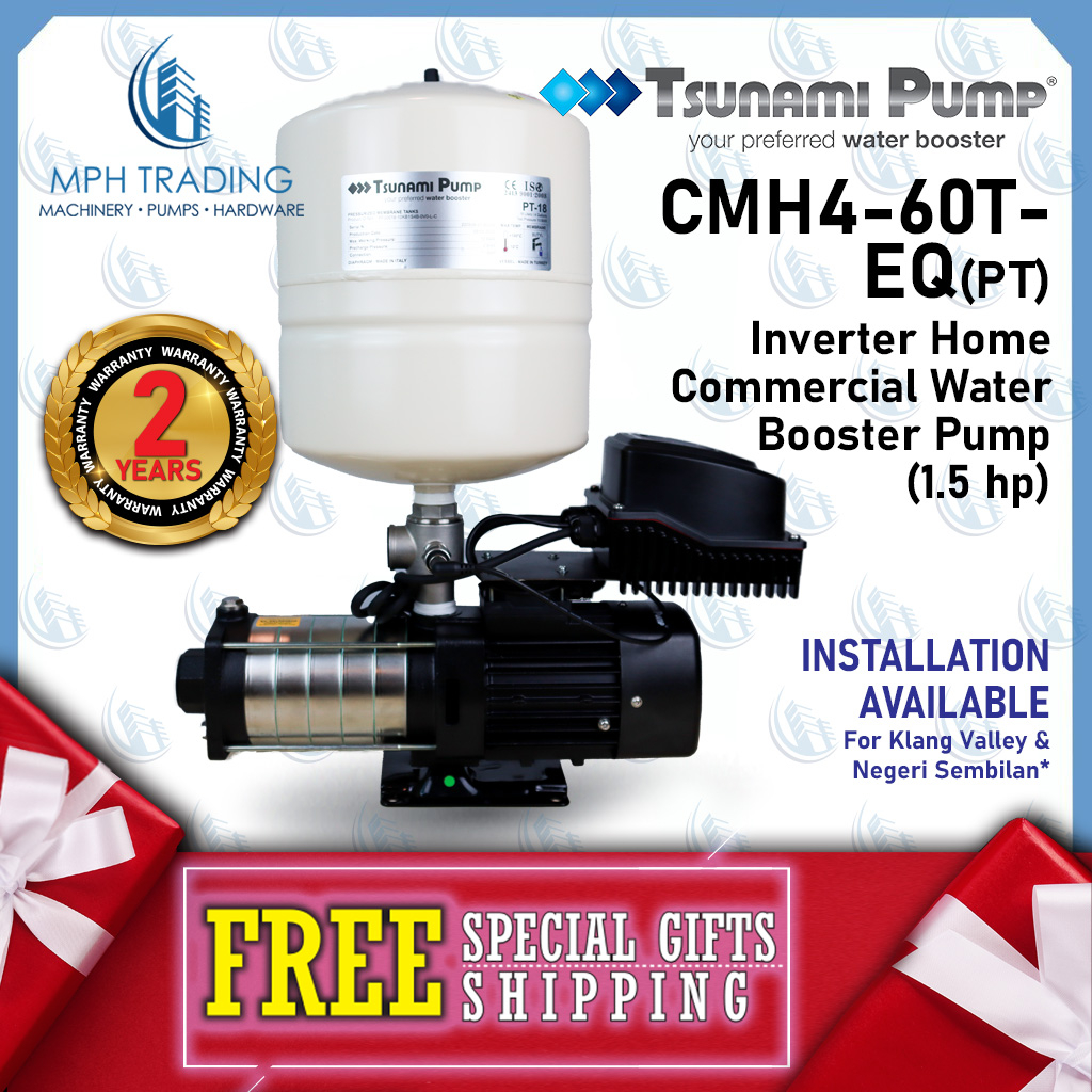 Tsunami CMH4-60T-EQPT Home Water Pump with Inverter + Tank 1.5HP ...