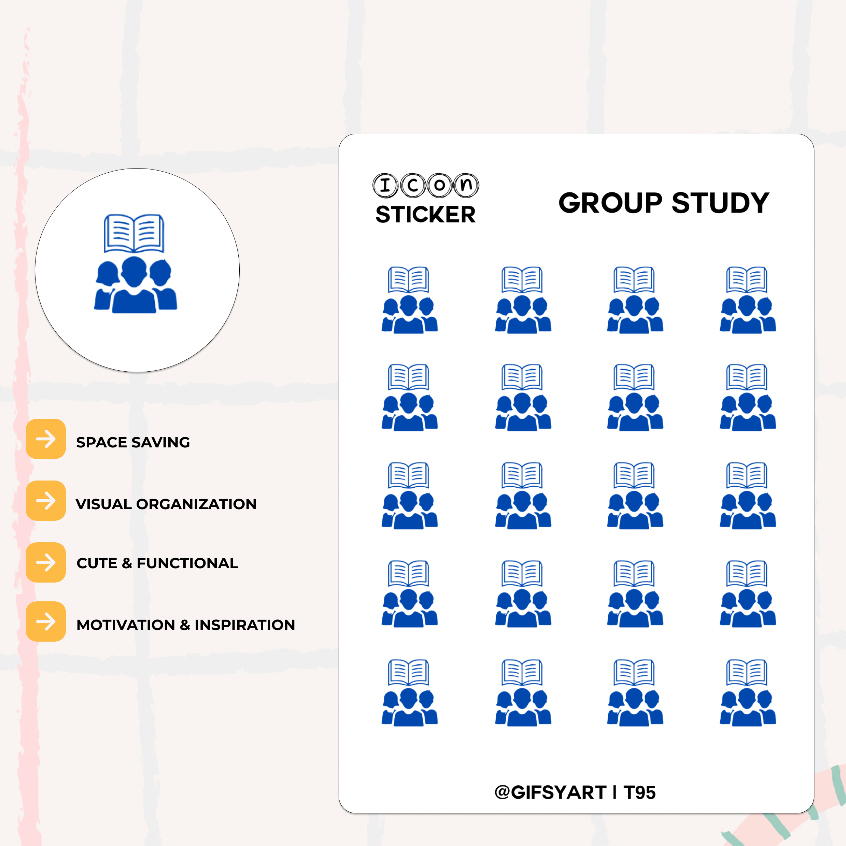 Group Study Tiny Icon Sticker Bujo Sticker Planner Sticker - T95 ...