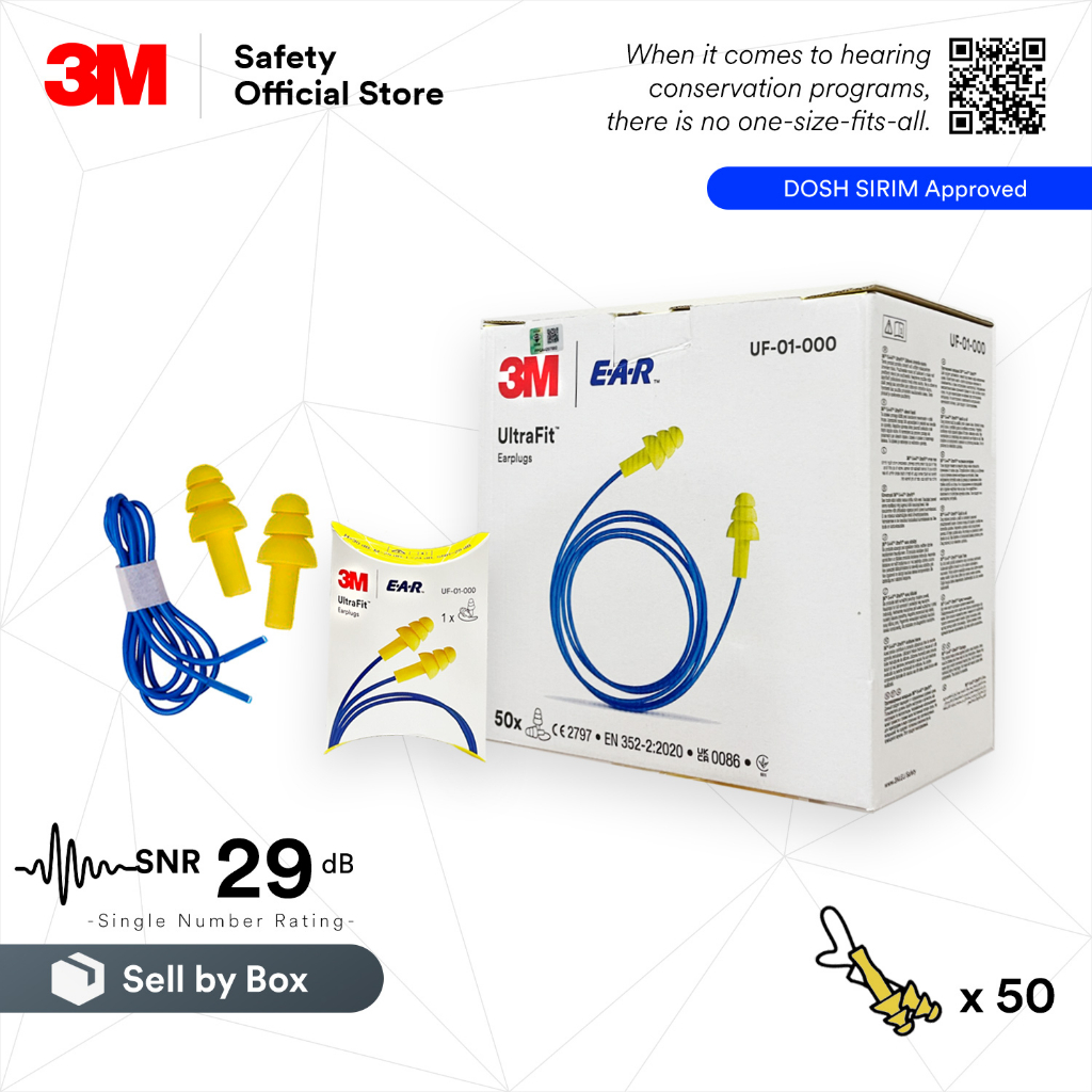 [Sell by Box] 3M™ UltraFit Reusable Earplugs UF-01-000 E-A-R/ EP_ PSD_ [50 pairs/Box] | Shopee ...