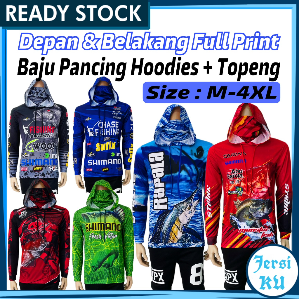 JERSIKU Baju Mancing Pancing Lengan Panjang Topeng Muka Jersey ...