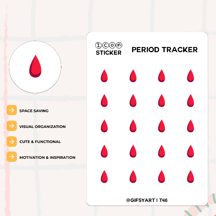 Period Tracker Tiny Icon Sticker Bujo Sticker Planner Sticker - T46 ...