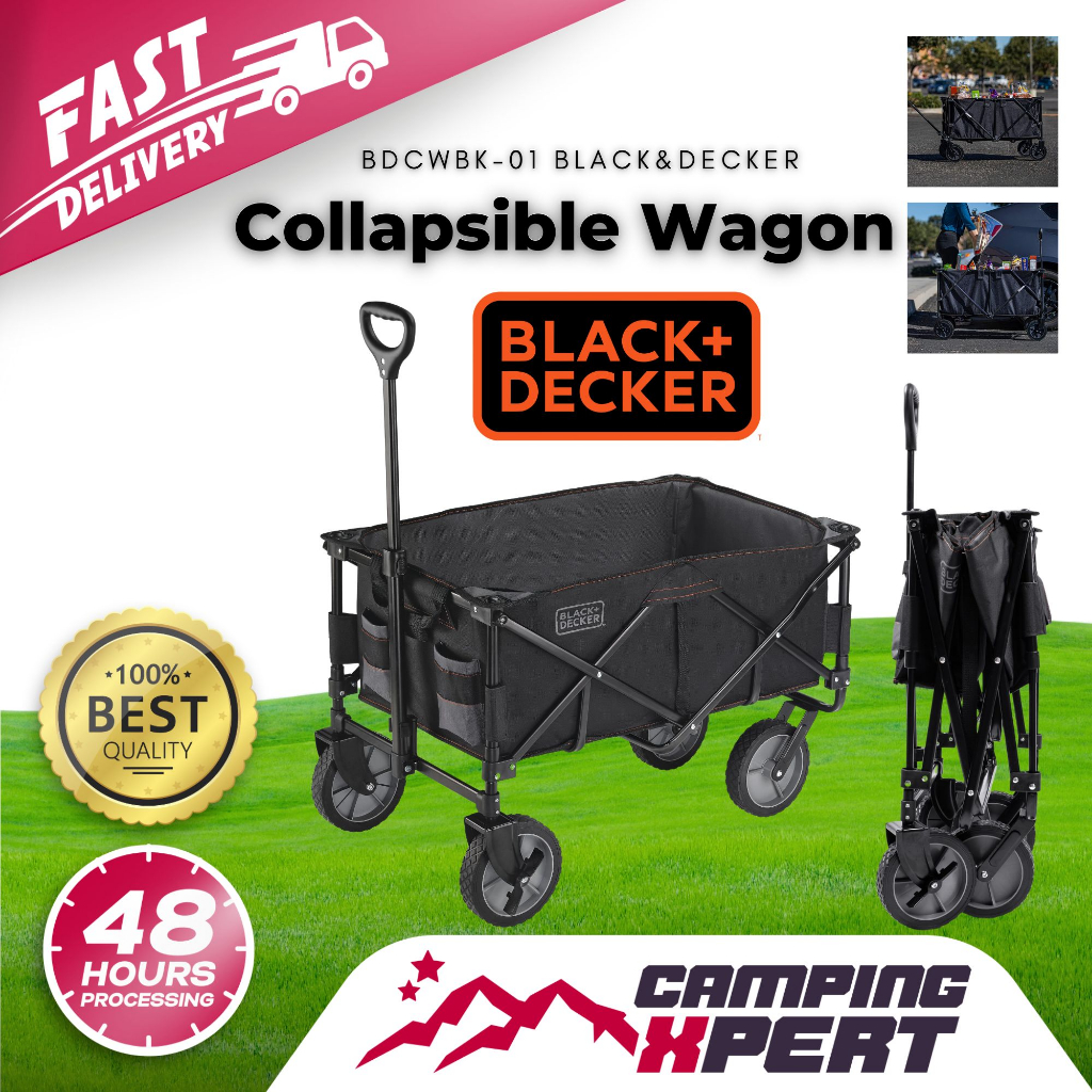 BLACK + DECKER Outdoor Trolley Outdoor Foldable Wagon Trolley Camping ...