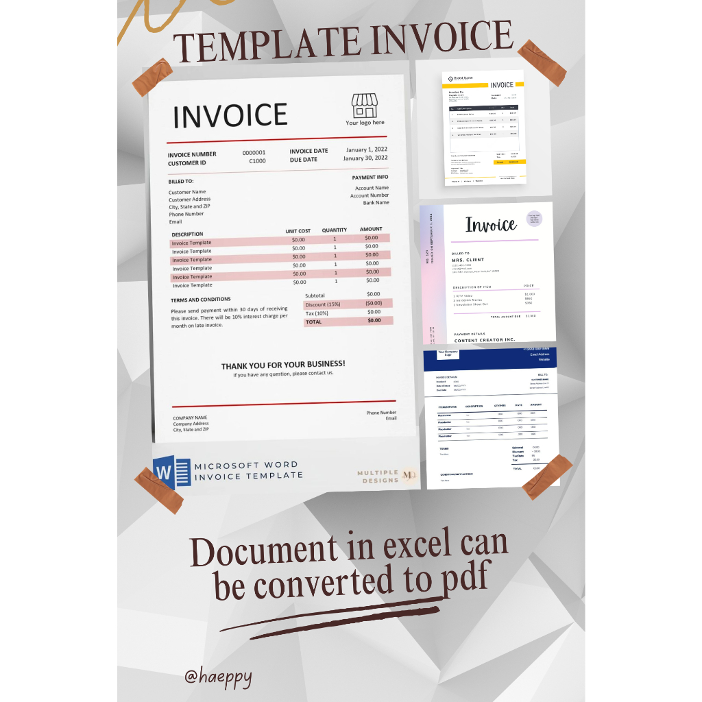 Template invoice quotation receipt Microsoft excel business purpose ...