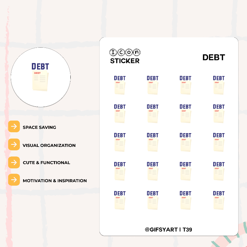 Pay Debt Tiny Icon Sticker Bujo Sticker Planner Sticker - T39 | Shopee ...