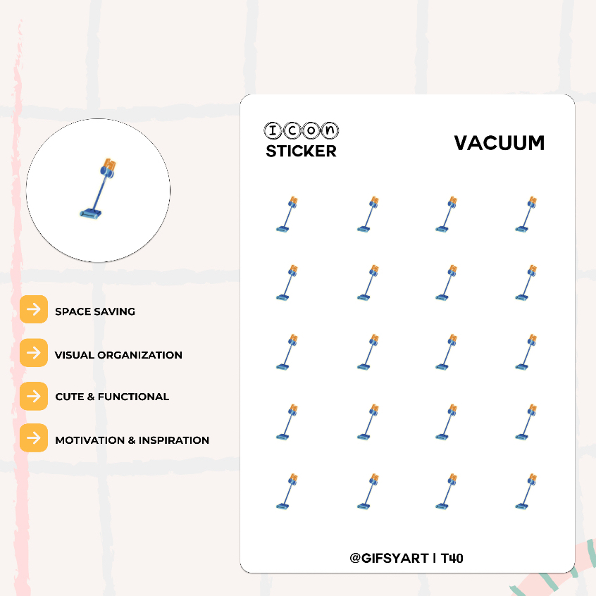 Vacuum Tiny Icon Sticker Bujo Sticker Planner Sticker - T40 | Shopee ...
