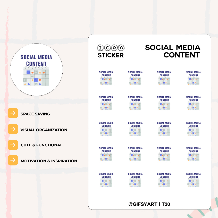 Social Media Content Tiny Icon Sticker Bujo Sticker Planner Sticker ...