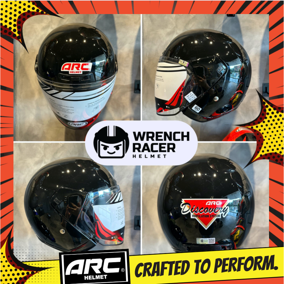 Helmet ARC Discovery - Matte Black / Red / White / Grey / Black ...
