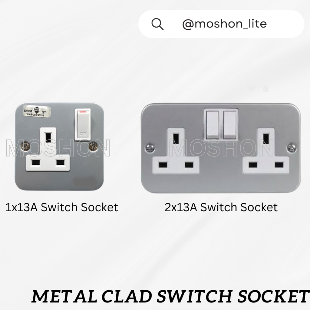 13A / 2X13A Metal Clad Switch Socket / Suis Socket Besi (Single ...