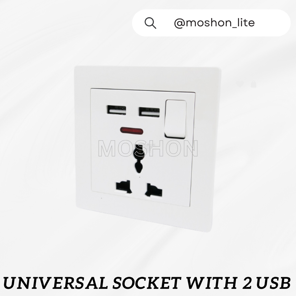 13A Universal Switch Socket with 2 usb charging port | Shopee Malaysia