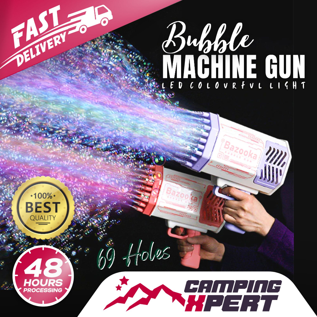 69 Holes Bubble Machine Gun Bubble Gun LED Lighting Electric Bubble Gun ...