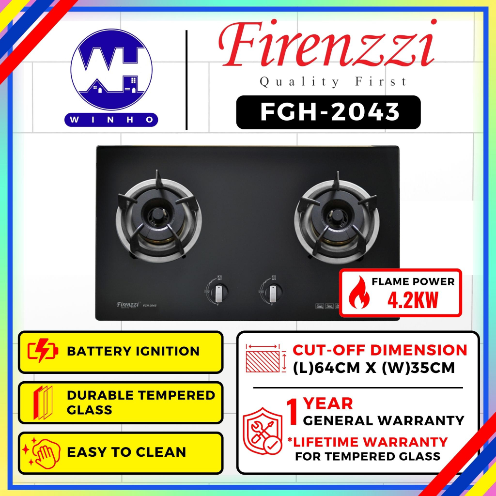 FIRENZZI FGH-2043 Durable Tempered Glass Gas Hob With 4.2kW Burner ...
