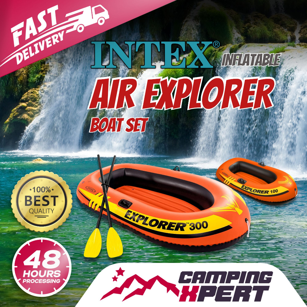 Intex Inflatable Boat Set EXPLORER Fishing Or Kayak Boat With Aluminium ...