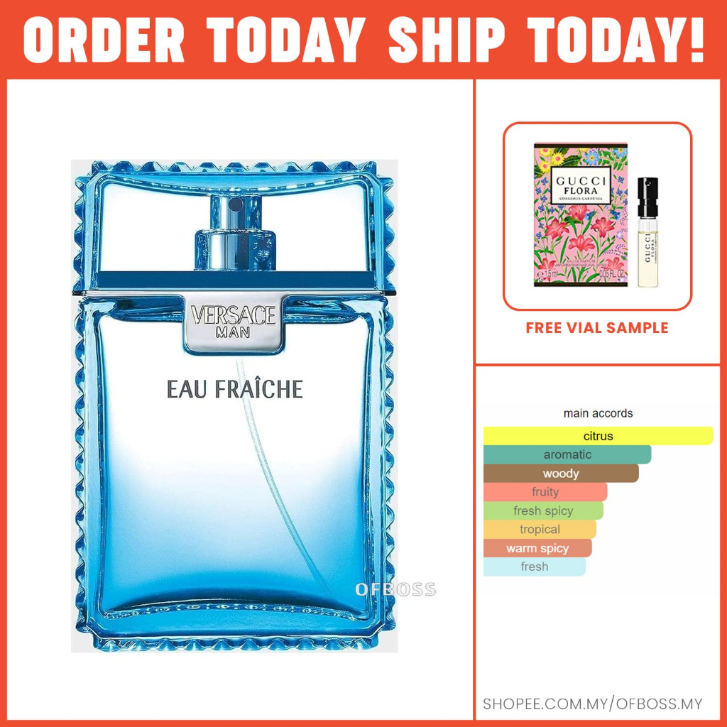 VERSACE MAN EAU FRAICHE 100ML EAU DE TOILETTE EDT FOR MEN TESTER UNIT ...