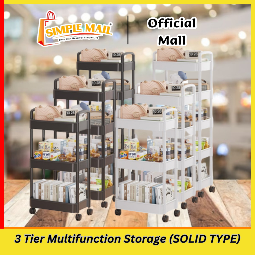 𝗦𝗜𝗠𝗣𝗟𝗘𝗠𝗔𝗟𝗟 5 TIERS SOLID TYPE TROLLEY Multifunction Storage Rack Office ...