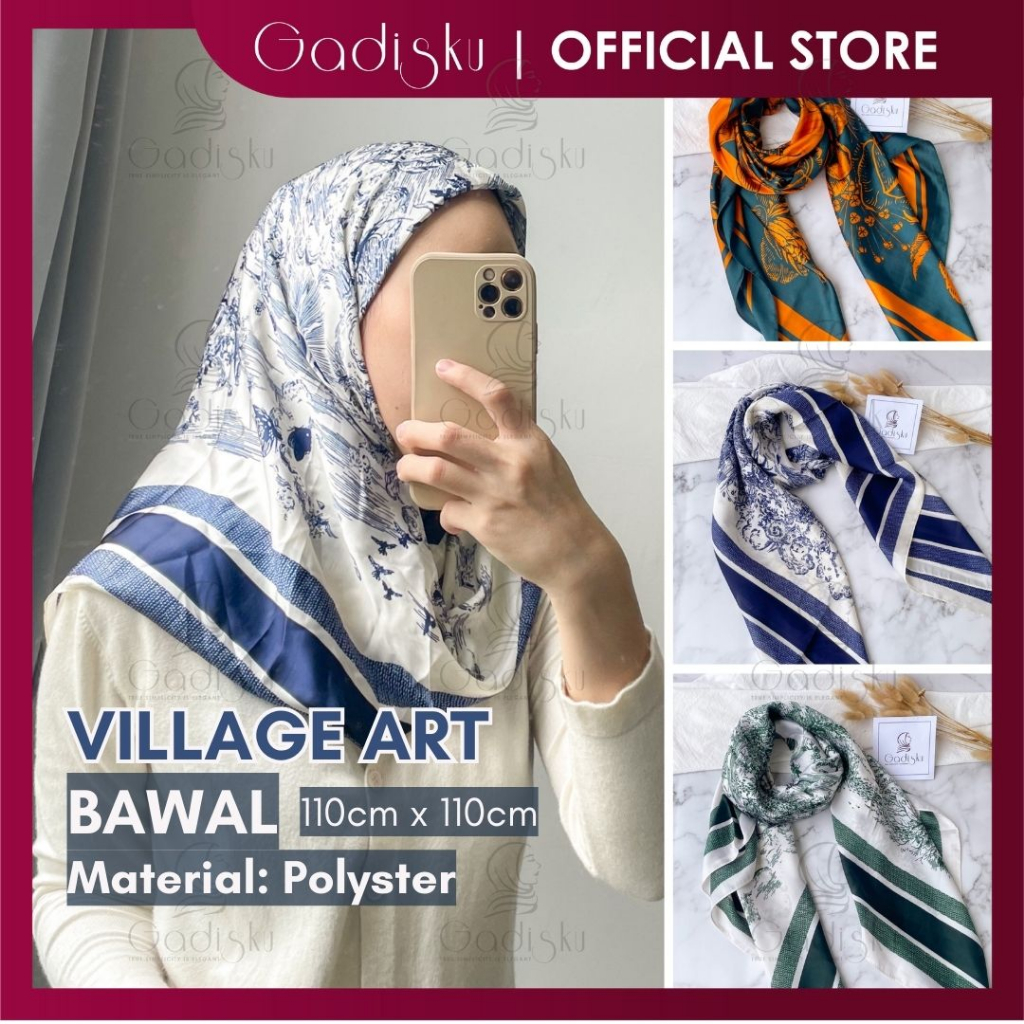 [BAWAL VILLAGE ART] Printed Square Tudung Bawal Bidang 45 110cm x 110cm ...