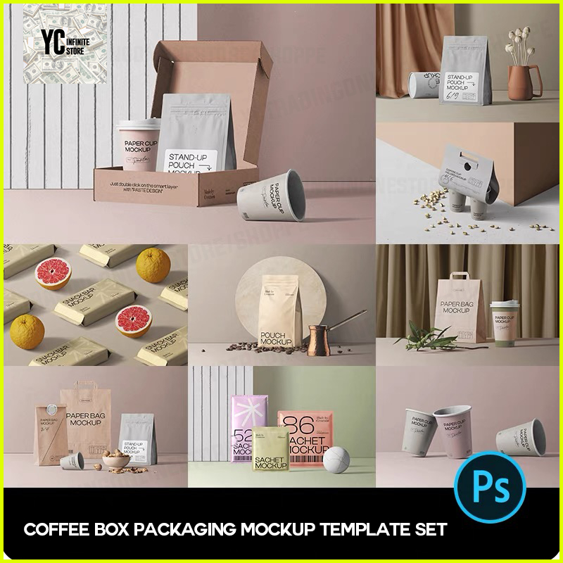 🔥Coffee Box Packaging Mockup Template Set | [PSD] Branding Mockup High ...
