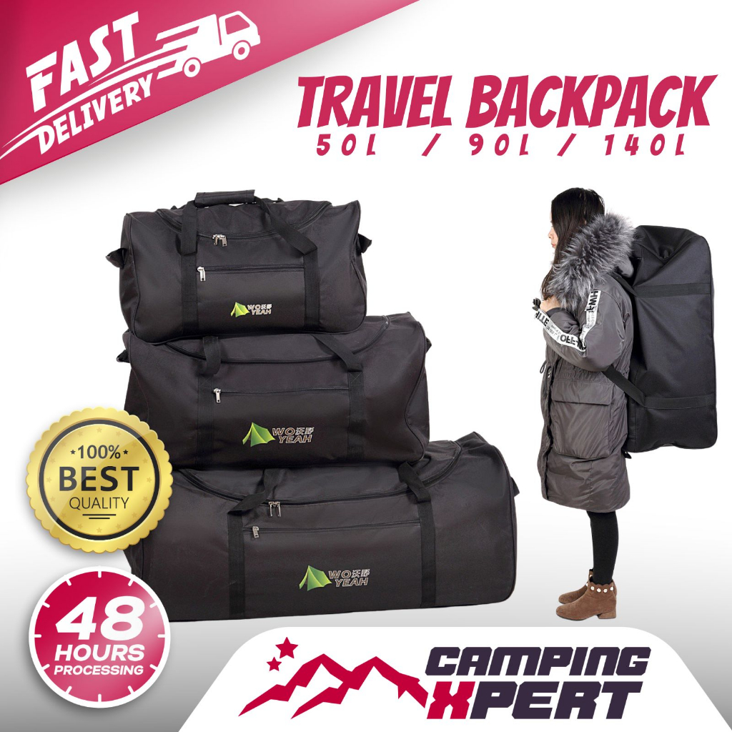 50L / 90L / 140L Travel Bag Backpack Storage Bag Large Bag Hiking ...