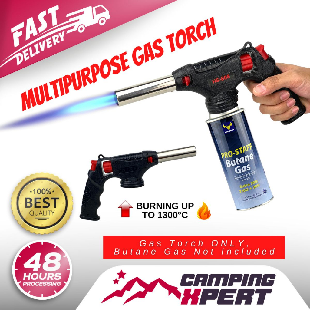 HS-808 Multipurpose Gas Torch Camping Butane Burner Welding Fire Maker Flame Gun Baking Cooking ...