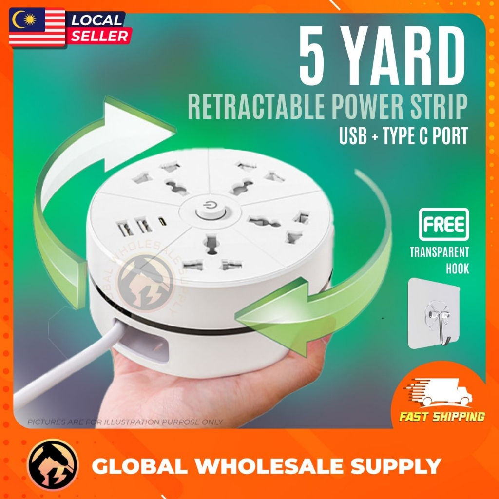 Retractable Extension Universal Socket Rotary Extension Cable Reel ...