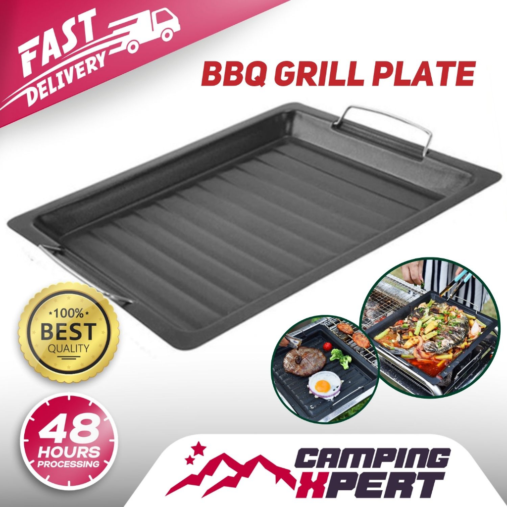 BBQ Plate Non-stick Barbecue Plate Grill Frying Baking Pan Outdoor ...