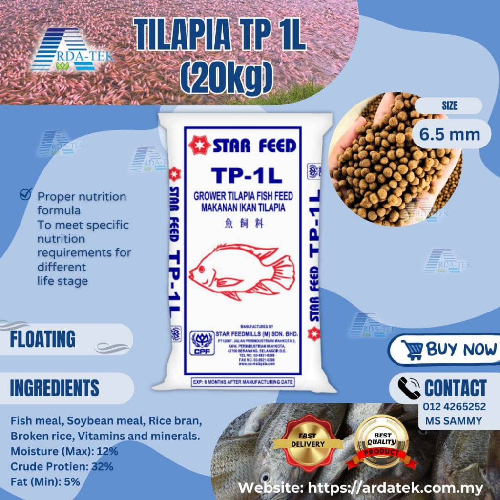 Tilapia Fish Feed (TP-1L) 20kg | Shopee Malaysia