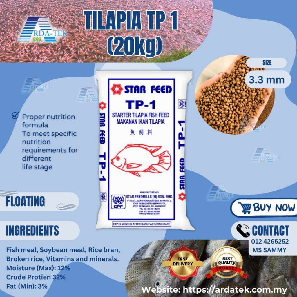 Tilapia Fish Feed (TP-1) 20KG | Shopee Malaysia