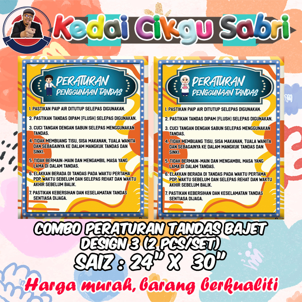 SET KECERIAAN TANDAS : SET BANNER PERATURAN TANDAS BAJET (LELAKI ...
