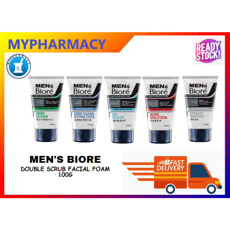 MEN'S BIORE DOUBLE SCRUB FACIAL FOAM 100G | Shopee Malaysia