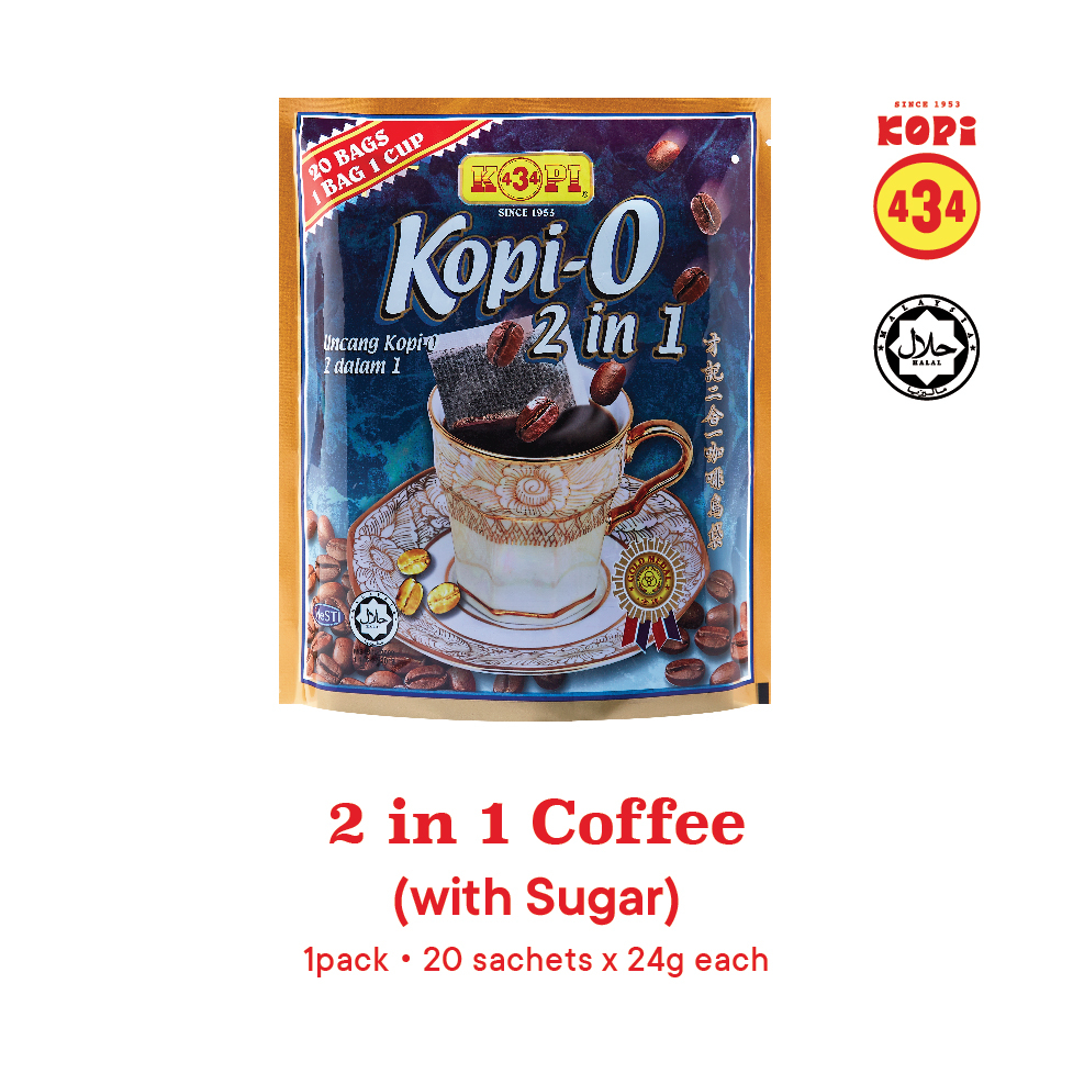 KOPI 434 MUAR 2in1 (BLACK COFFEE with sugar/ siap gula) 20 uncang ...