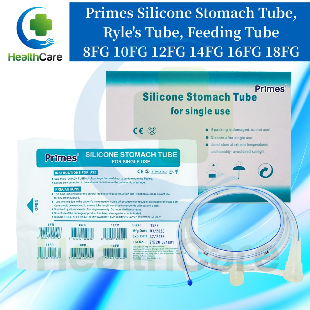 Primes Silicone Stomach Tube, Ryle's Tube, Feeding Tube ( 8FG/ 10FG ...