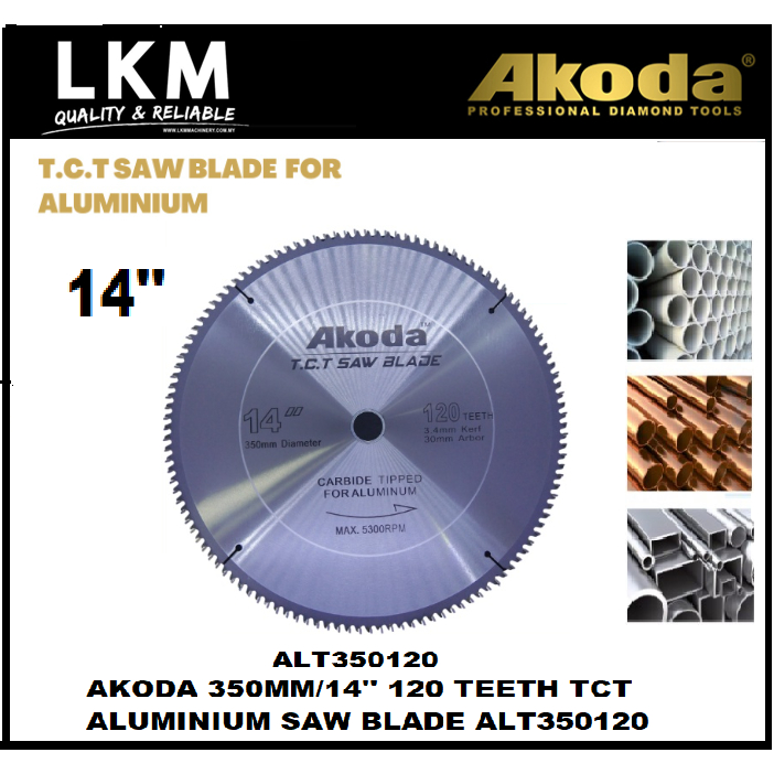 AKODA 350mm/14'' 120 teeth TCT Aluminium Saw Blade ALT350120 | Shopee ...