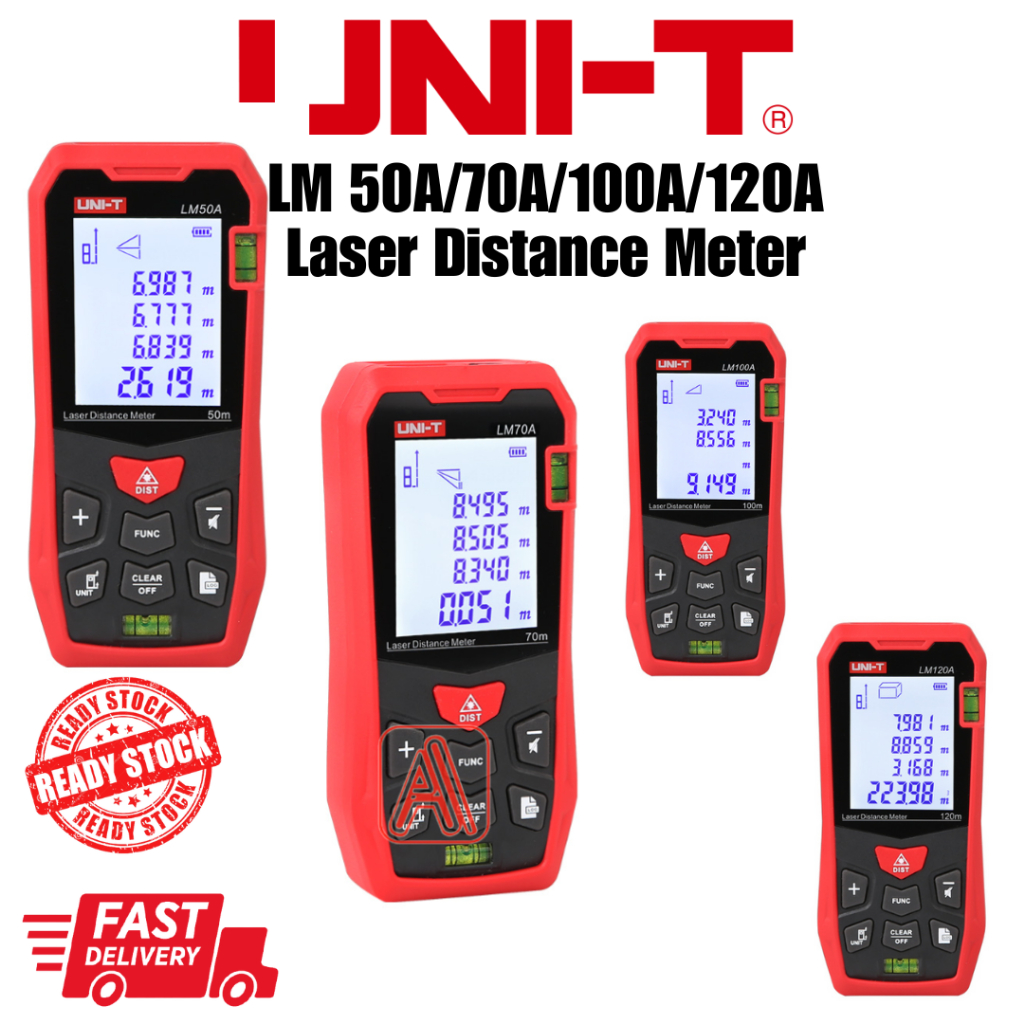 UNI-T LM40 40M / LM 50A 50M / LM70A 70M / LM100A 100M / LM120A 120M Digital Laser Distance Meter ...