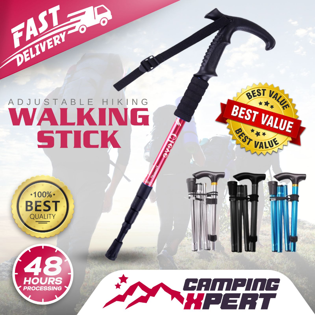 Adjustable Hiking Waling Stick Anti-Shock Lighweight Adventure ...