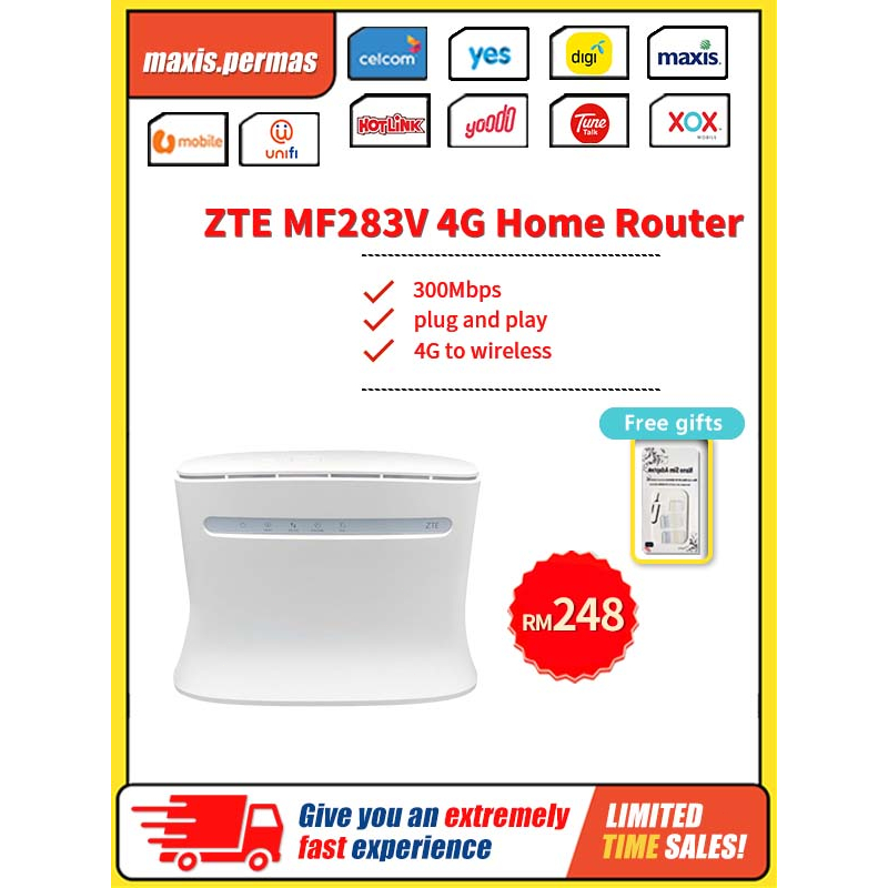 ZTE MF283U Wifi 4G Router Modem 4 Wlan Port MAXIS HOME 4G WIFI | Shopee ...