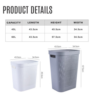 🍒CHERRY🍒 45L/60L Japanese Style Dirty Clothes Basket Laundry Basket Bakul Baju Kotor Raga Kain ...