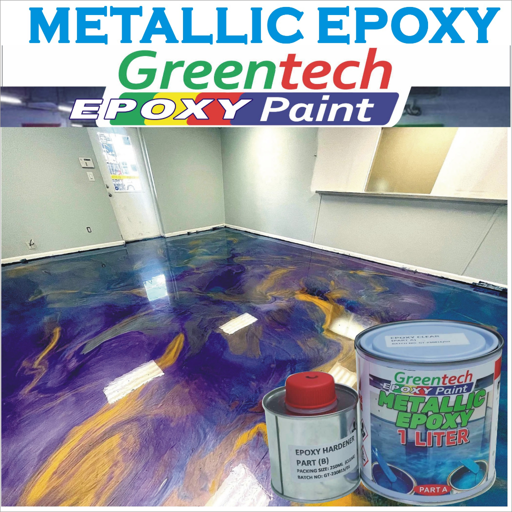 1L ( Metallic Epoxy Paint ) 1L METALLIC EPOXY FLOOR PAINT COATING Tiles ...