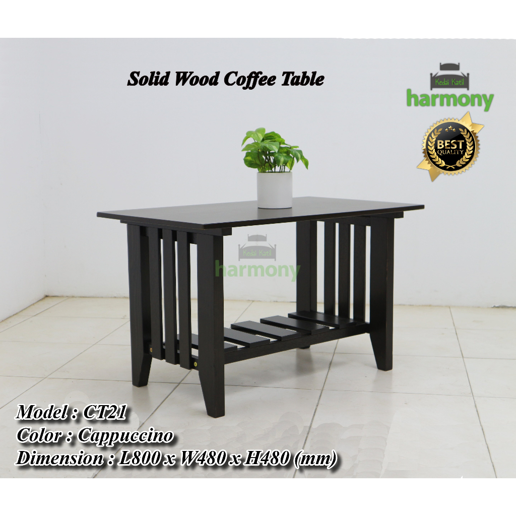 Harmony Meja Kopi Kayu Getah / Solid Rubber Wood Coffee Table / Meja ...