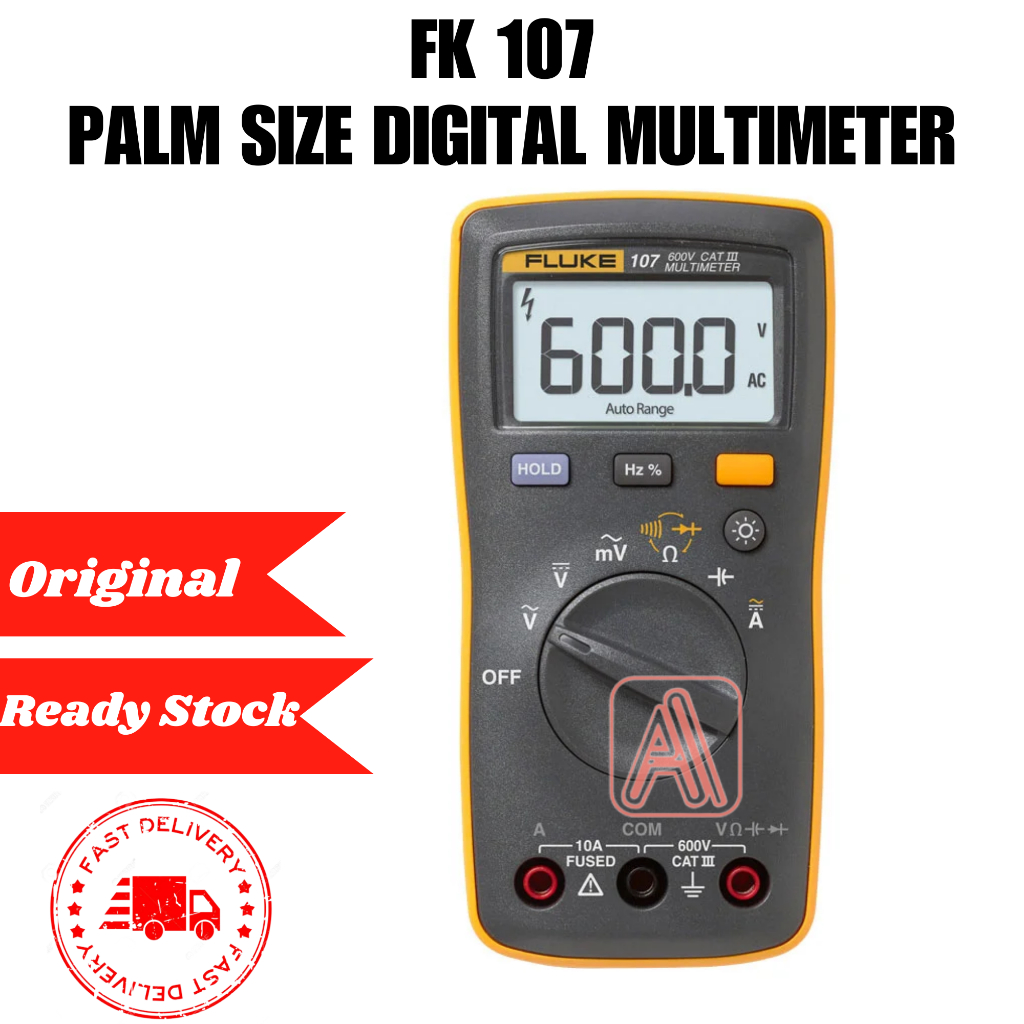 FLUKE 107 Palm-Sized, CAT III Digital Multimeter Ready Stock Original 🔥 ...