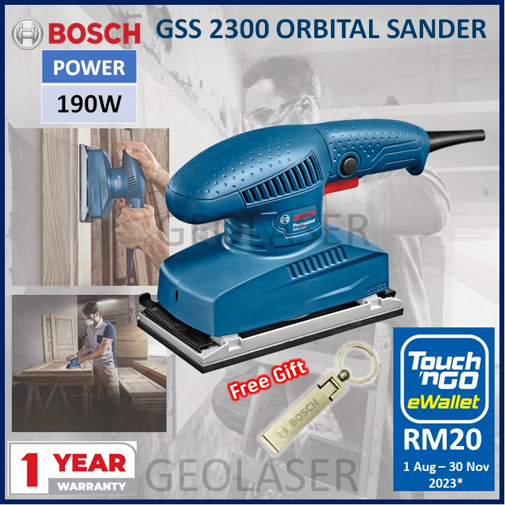 Bosch GSS 2300 Professional Orbital Sander 190W Wood Sanding (92 x ...