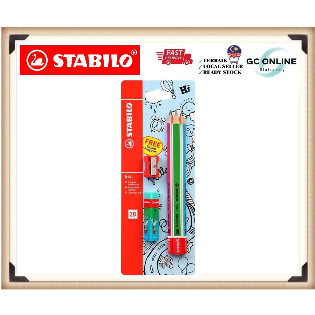 Stabilo Trio+ Jumbo 2B Pencil Set 364/2B-BL3 (3pcs) | Shopee Malaysia