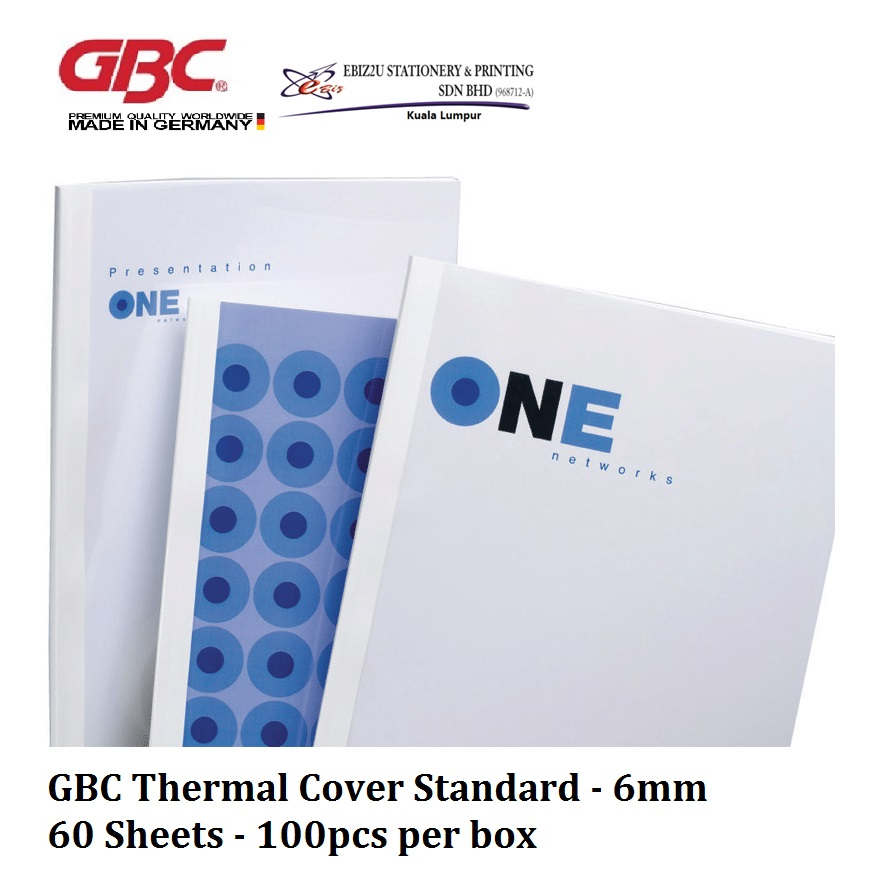 GBC Thermal Cover Standard - 6mm / 60 Sheets - 100pcs per box (Thermal Binding Cover) | Shopee ...
