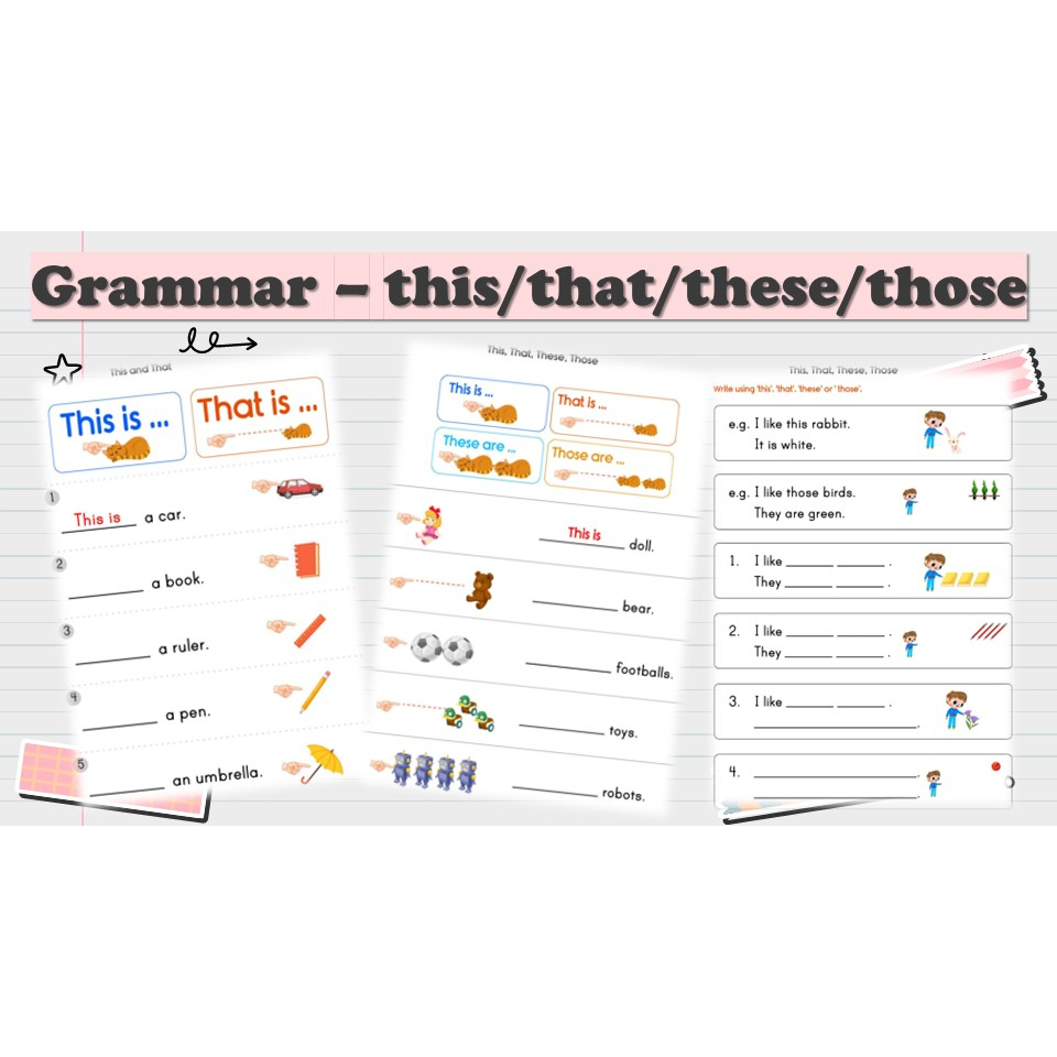 [PRE137] 32 pages Grammar – this/that/these/those Worksheet for Pre ...