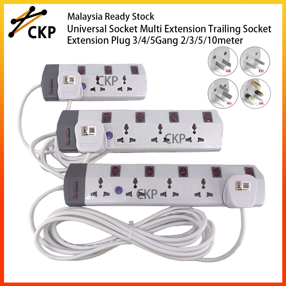 Universal Socket Multi Extension Trailing Socket Extension Plug 3gang 4gang 5gang 2 3 5 10meter