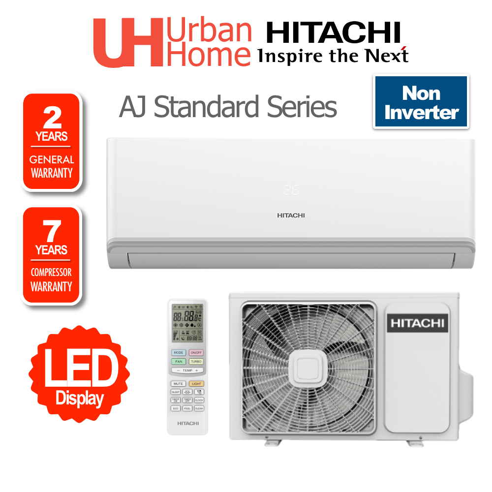 Hitachi AirCond R32 Standard Non Inverter Air Conditioner (1.0HP - 2 ...