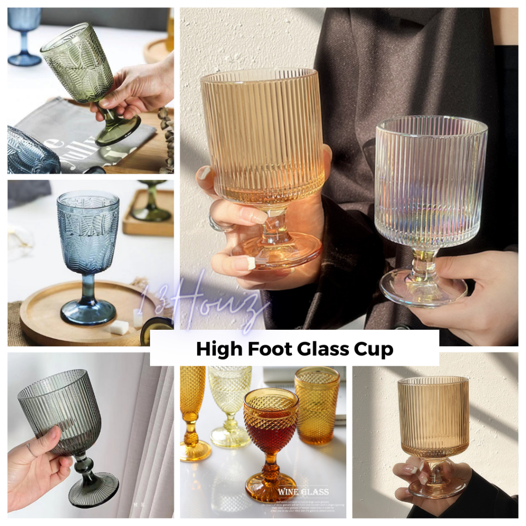【Ready Stock】Vintage High Feet Glass Cup, Green Glass Cup, High Glass ...