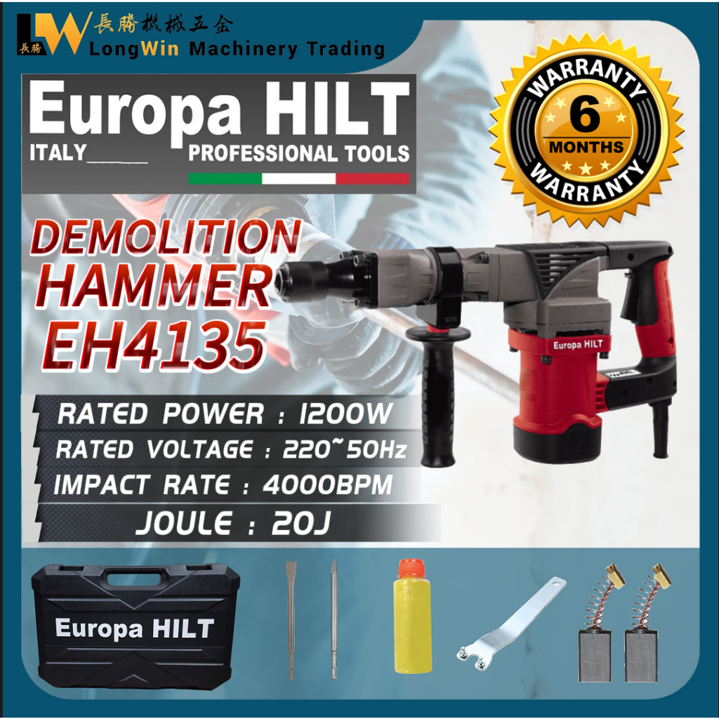 Europa HILT EH4135 Demolition Hammer 1200W Heavy Duty 4000BPM 20J ...
