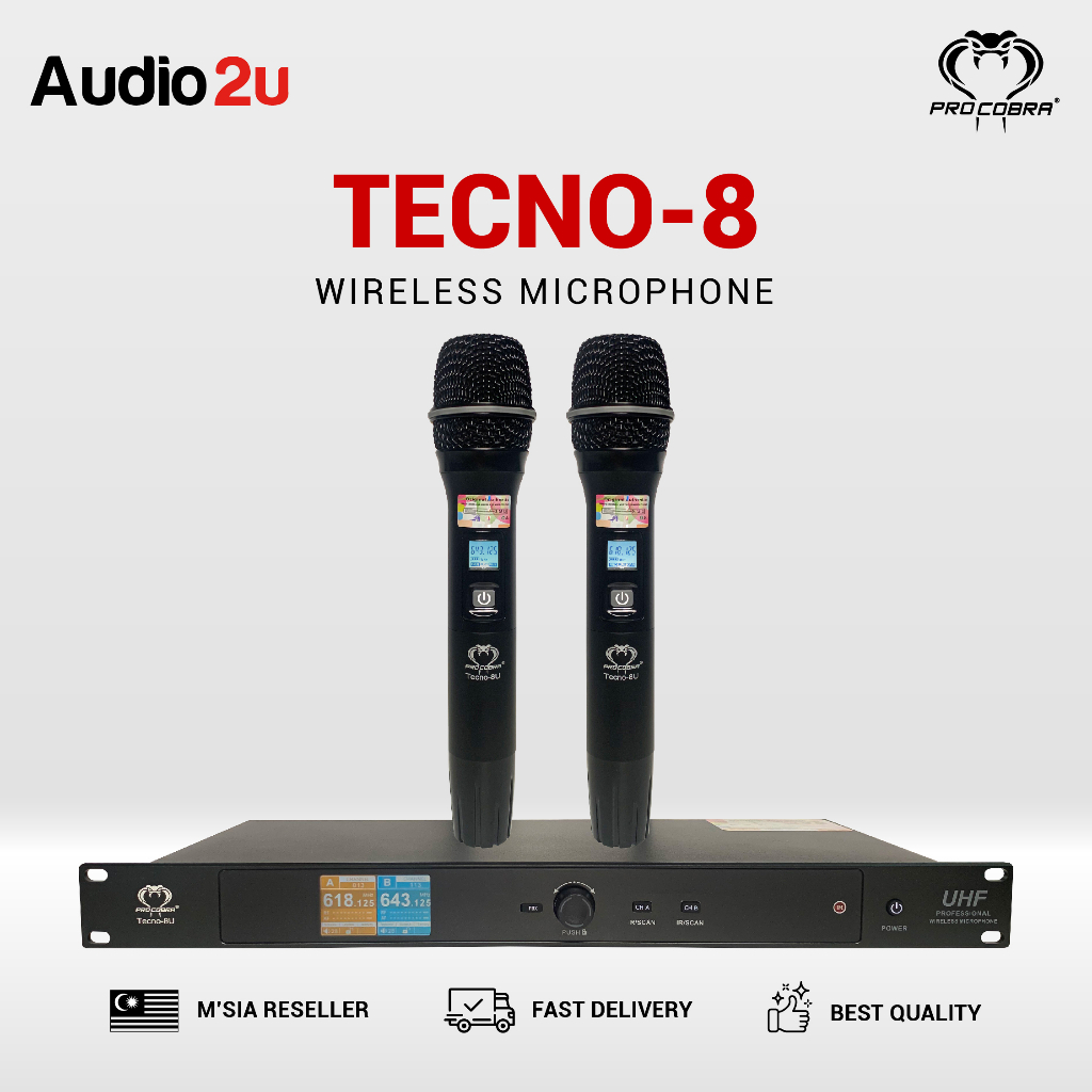 Professional Original Pro Cobra Tecno-8 UHF Wireless Microphone ...
