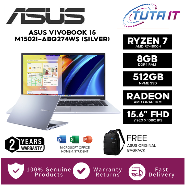 Asus Vivobook 15 M1502I-ABQ274WS 15.6'' FHD Laptop Icelight Silver ...