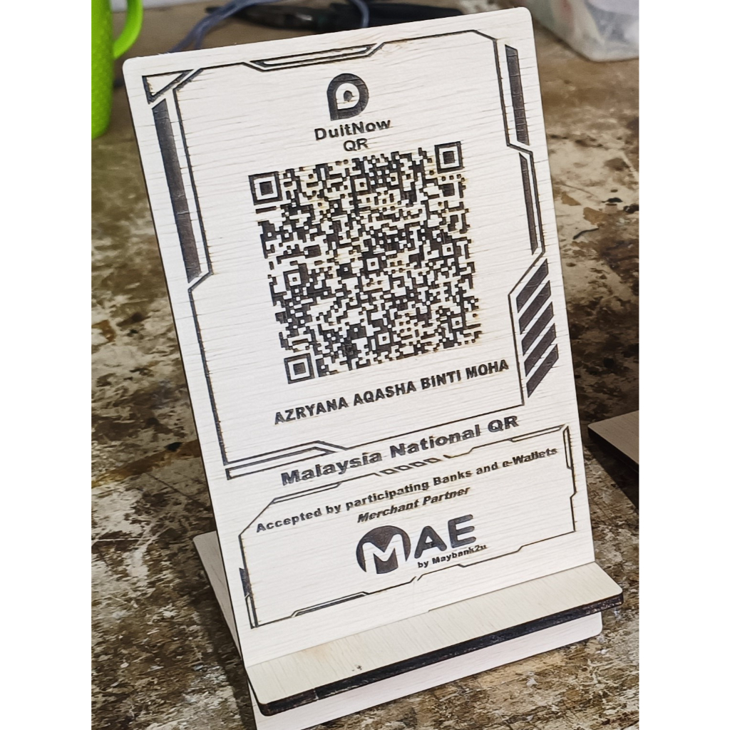 QR CODE Duit Now Touch N Go / Maybank QRPAY/ TNG/ FREE Standee Wood ...